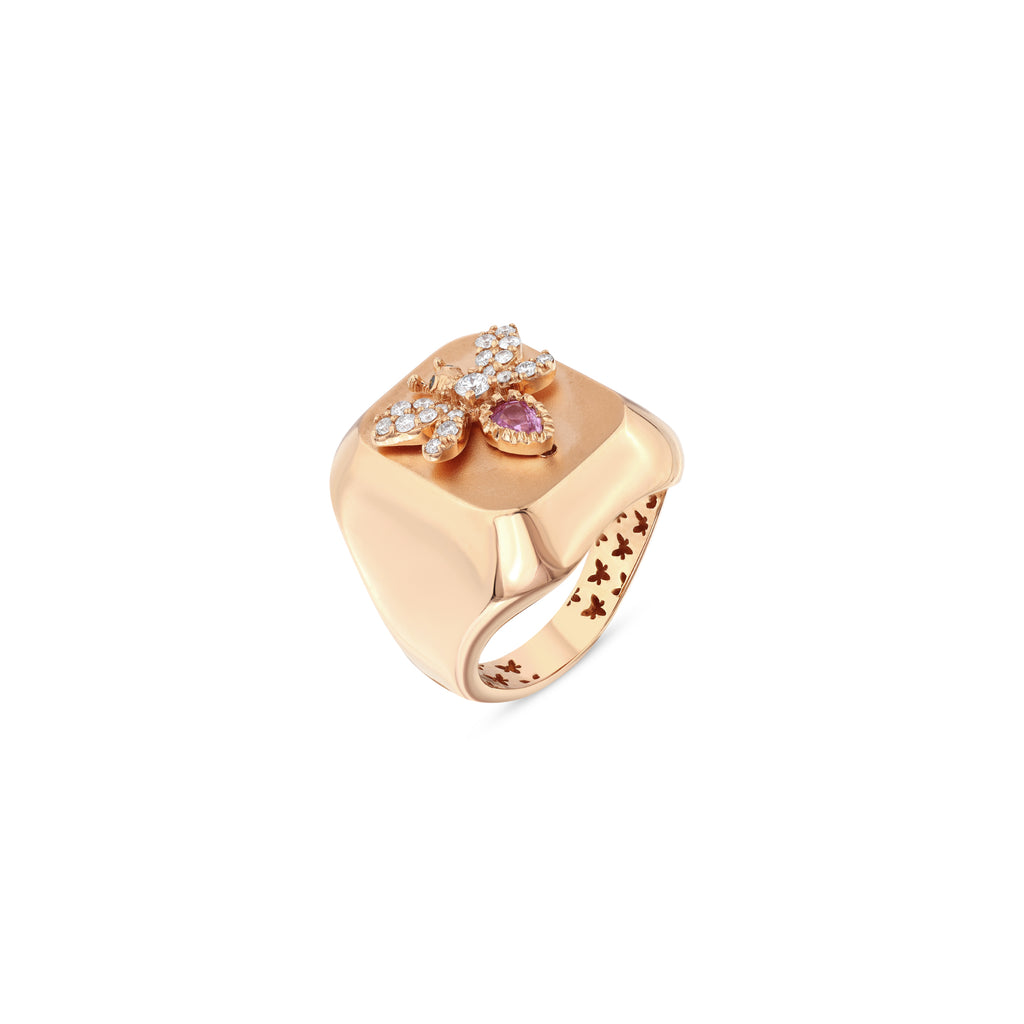 QUEEN BEE HANIA GOLD BLACK DIAMOND PINK SAPPHIRE RING – Bee Goddess