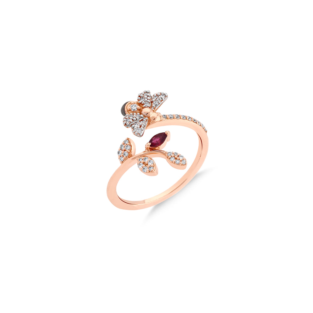 QUEEN BEE MELISSA GOLD DIAMOND RUBY RING – Bee Goddess